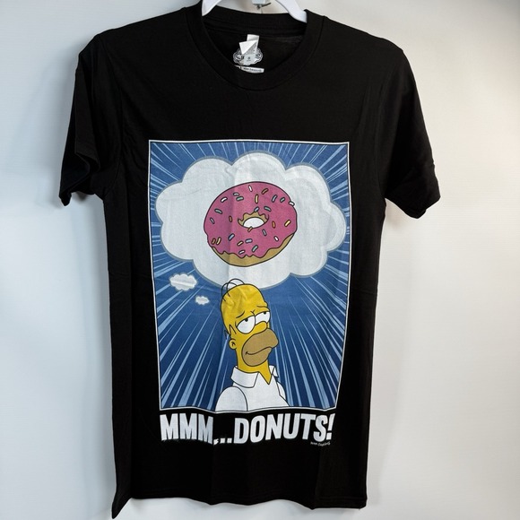 Shirts | The Simpsons Homer Mmm Donuts Black Tshirt Small Nwot | Poshmark